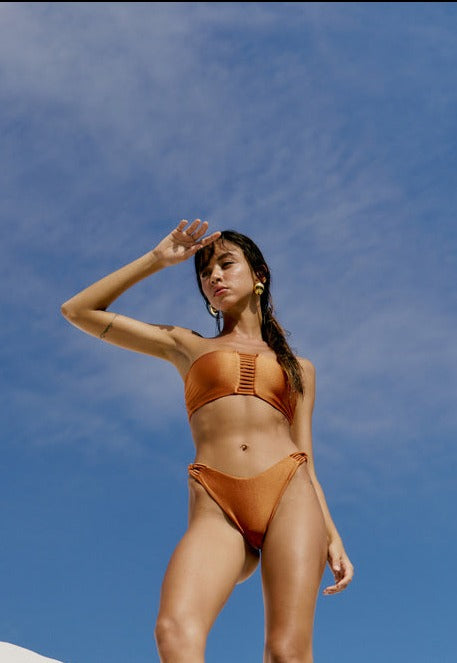 Second Skin Shimmer ~ Loop De Loop Bikini Top Peruvian Amber HÁi